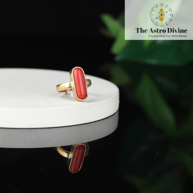 Natural Red Coral Moonga Ashtadhatu Adjustable Ring – Theastrodivine